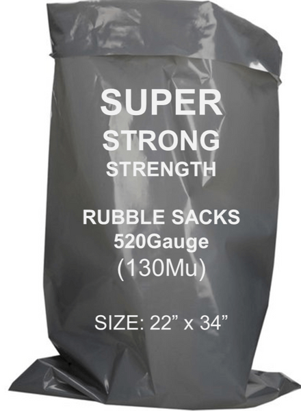 Super Strength XL Rubble Bags, LPDE, Size: 22" x 34" Inches, 520 Gauge ...